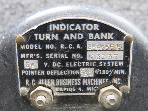 28F65-E1S RC Allen Turn and Bank Indicator (28 Volts)