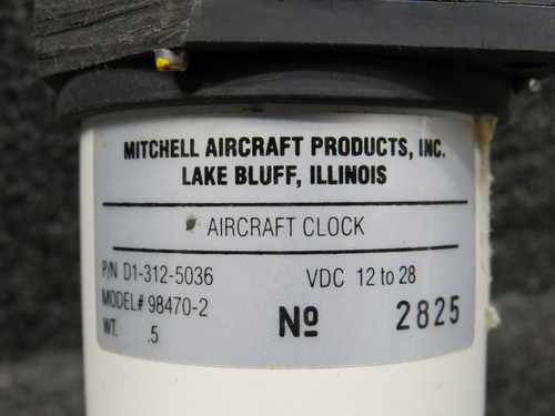 D1-312-5036 Mitchell 98470-2 Aircraft Clock (12-28 Volts) (Cut Edge)