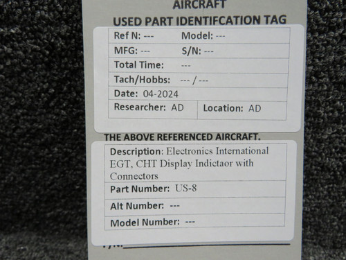 US-8 Electronics International EGT, CHT Display Indictaor w Connectors