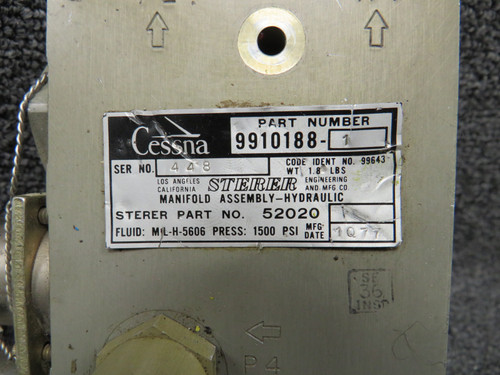 52020 (Alternate PN: 9910188-1) Sterer Hydraulic Manifold Assembly