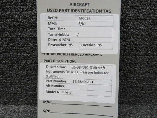 96-384061-3 Aircraft Instruments Lighted De Icing Pressure Indicator ...