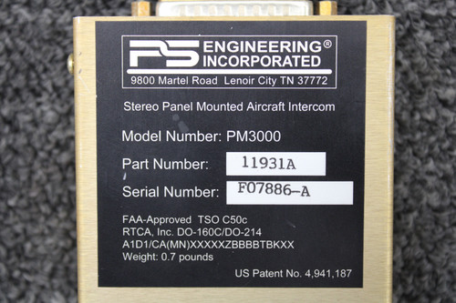 11931A PS Engineering PM3000 Panel Mounted Stereo Intercom Assembly For ...
