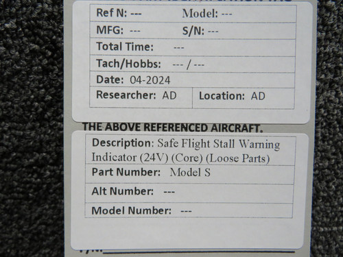 Model S Safe Flight Stall Warning Indicator (24 Volts) (Core)