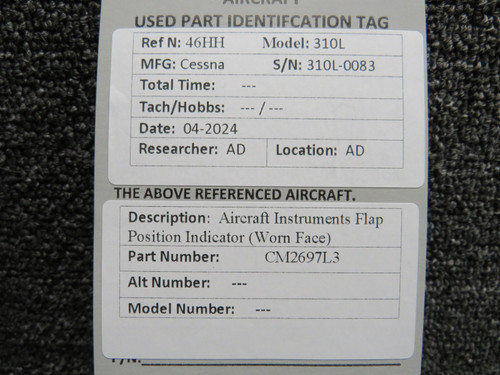 CM2697L3 Aircraft Instruments Flap Position Indicator Gauge (Worn Face)