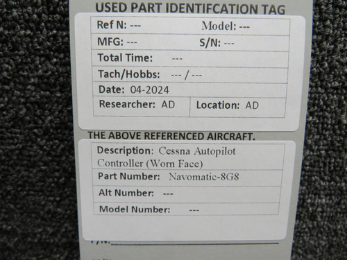 Navomatic-8G8 Cessna Autopilot Controller Unit (Worn Face)