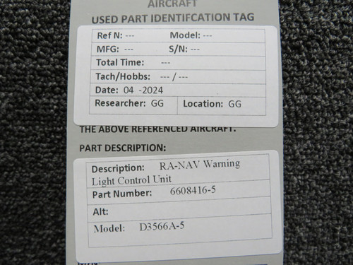 6608416-5 RA-NAV D3566A-5 Aircraft Flight Warning Control Box