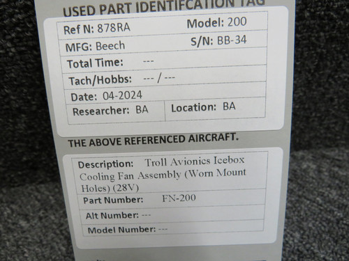 FN-200 Troll Avionics Icebox Cooling Fan Assembly (Worn Mount Holes ...