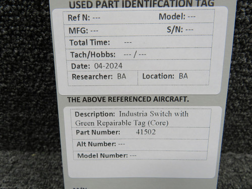 41502 Industria Core Switch Has Green Repairable Tag