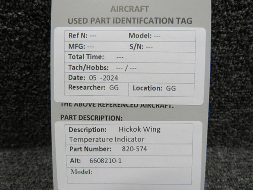820-574 (Alt: 6608210-1) Hickok Wing Temperature Indicator For Sale