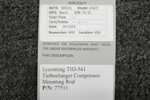 77511 Lycoming TIO-541 Flight Turbocharger Compressor Mounting Rod