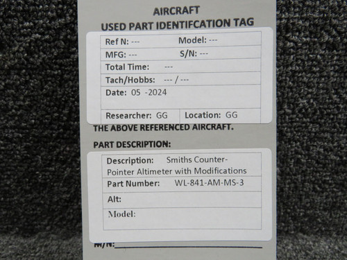 WL-841-AM-MS-3 Smiths Counter-Pointer Altimeter Indicator with ...