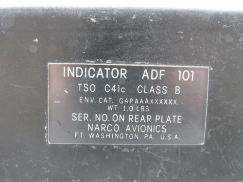 ADF-101 Narco Class B ADF Indicator with Light (Cloudy Face) For Sale
