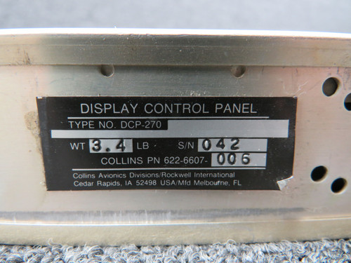622-6607-006 Collins DCP-270 Display Control Panel (Loose Casing) For Sale