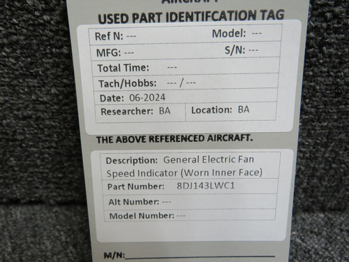 8DJ143LWC1 General Electric Fan Speed Indicator Unit (Worn Inner Face)