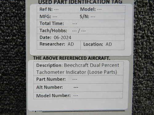 Beechcraft Dual Percent Tachometer Indicator (Loose Parts) (No Data Plate)