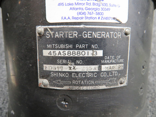 45AS88801-13 Shinko Mitsubishi MU-300 Starter Generator (Dented Housing)