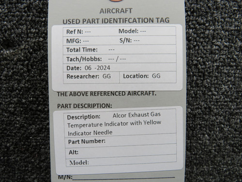 Alcor Exhaust GAs Temperature EGT Indicator has Yellow Indicator Needle