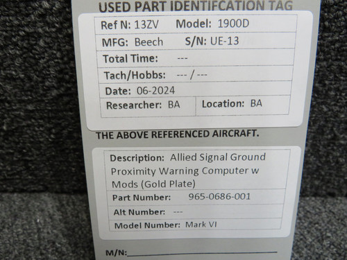 965-0686-001 Allied Signal Gold Plate Ground Proximity Warning Computer ...