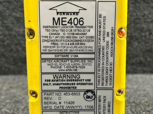 ME406 Artex Emergency Locator Transmitter with Tray, Switch and Antenna ...