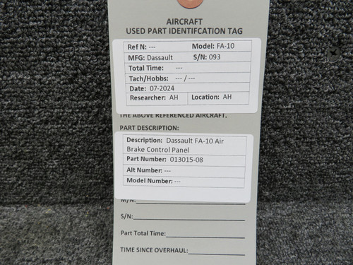 013015-08 Dassault Falcon FA-10 Air Brake Control Panel For Sale