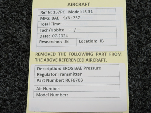 RCF6703 EROS BAE Pressure Regulator Transmitter Unit