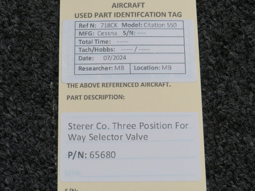 65680 Sterer Co Three Positions Four Way Selector Valve Assembly