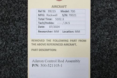300-521103-1 Rockwell 700 Aileron Control Rod Assembly For Sale