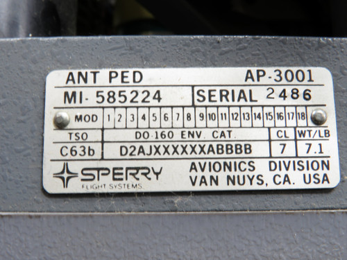 MI-585224, 1716803-502 Sperry AP-3001 Antenna Drive Assembly and Radar ...