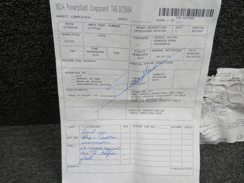 379518 Honeywell Interstage Housing Core Assembly with Unserviceable Tag