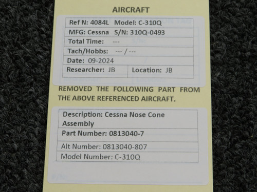 0813040-7 (Alt PN: 0813040-807) Cessna 310Q Nose Cone Assembly