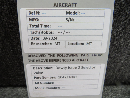 104214001 Dowty Issue 2 Sector Valve Assembly