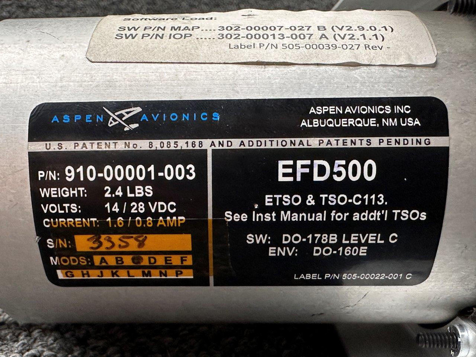 EFD1000, EFD500 Aspen Avionics Dual System has Adapter, Converter, Sensor