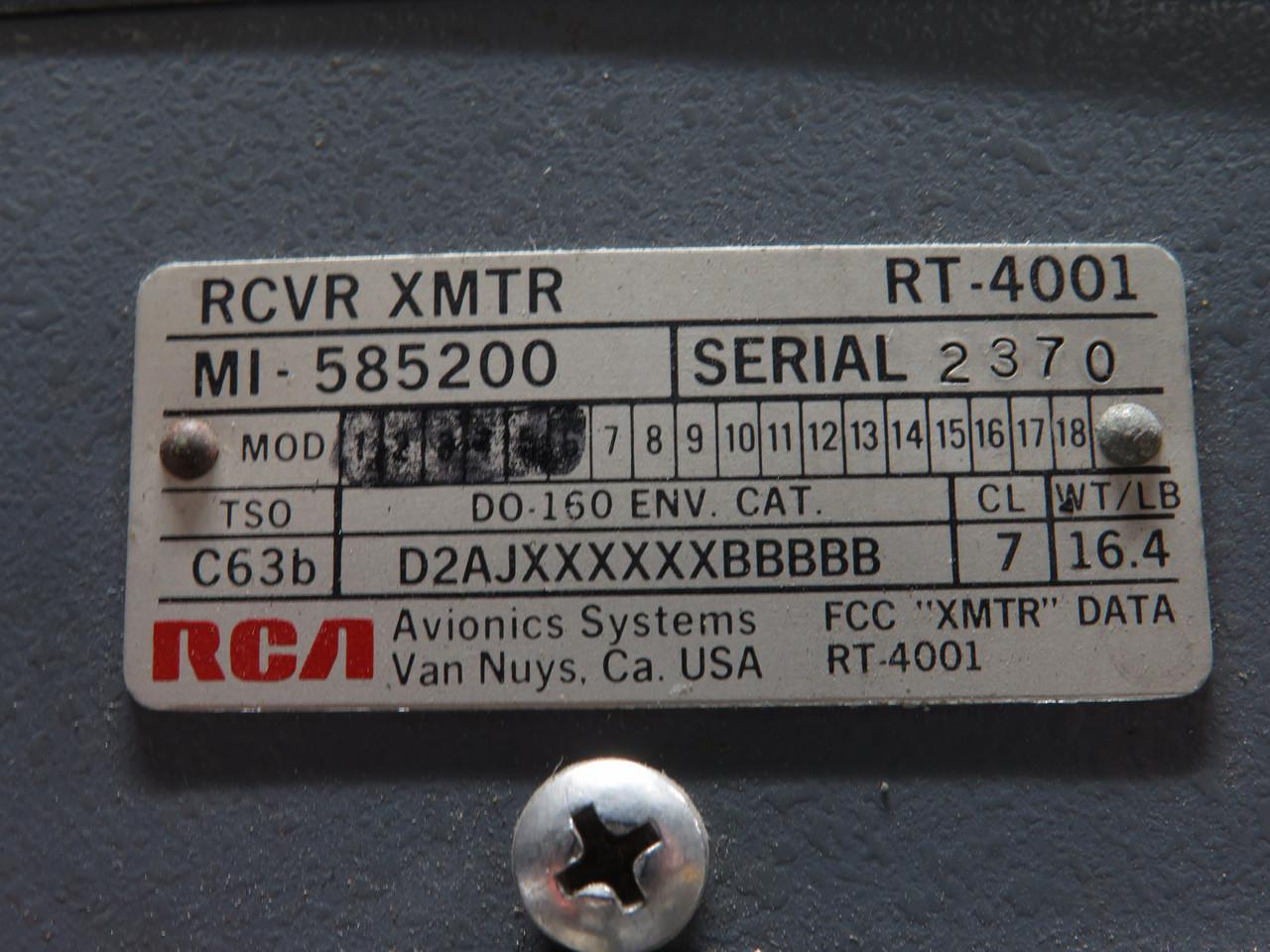 MI-585200 RCA RT-4001 Receiver Transmitter with Mods (Core) For Sale