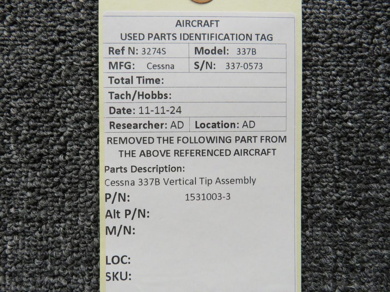 1531003-3 Cessna 337B Vertical Tip Unit