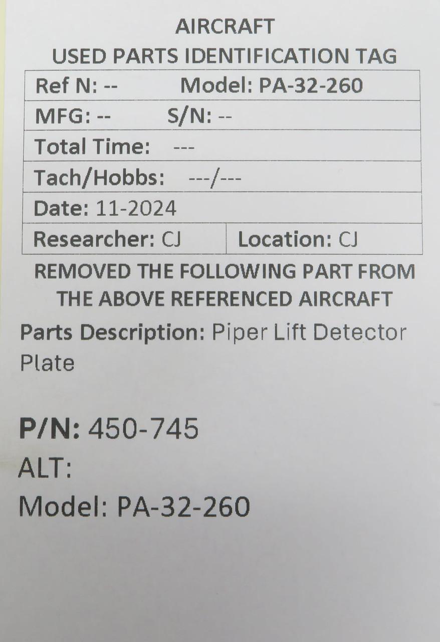 450-745 Piper Lift Detector Plate Assembly