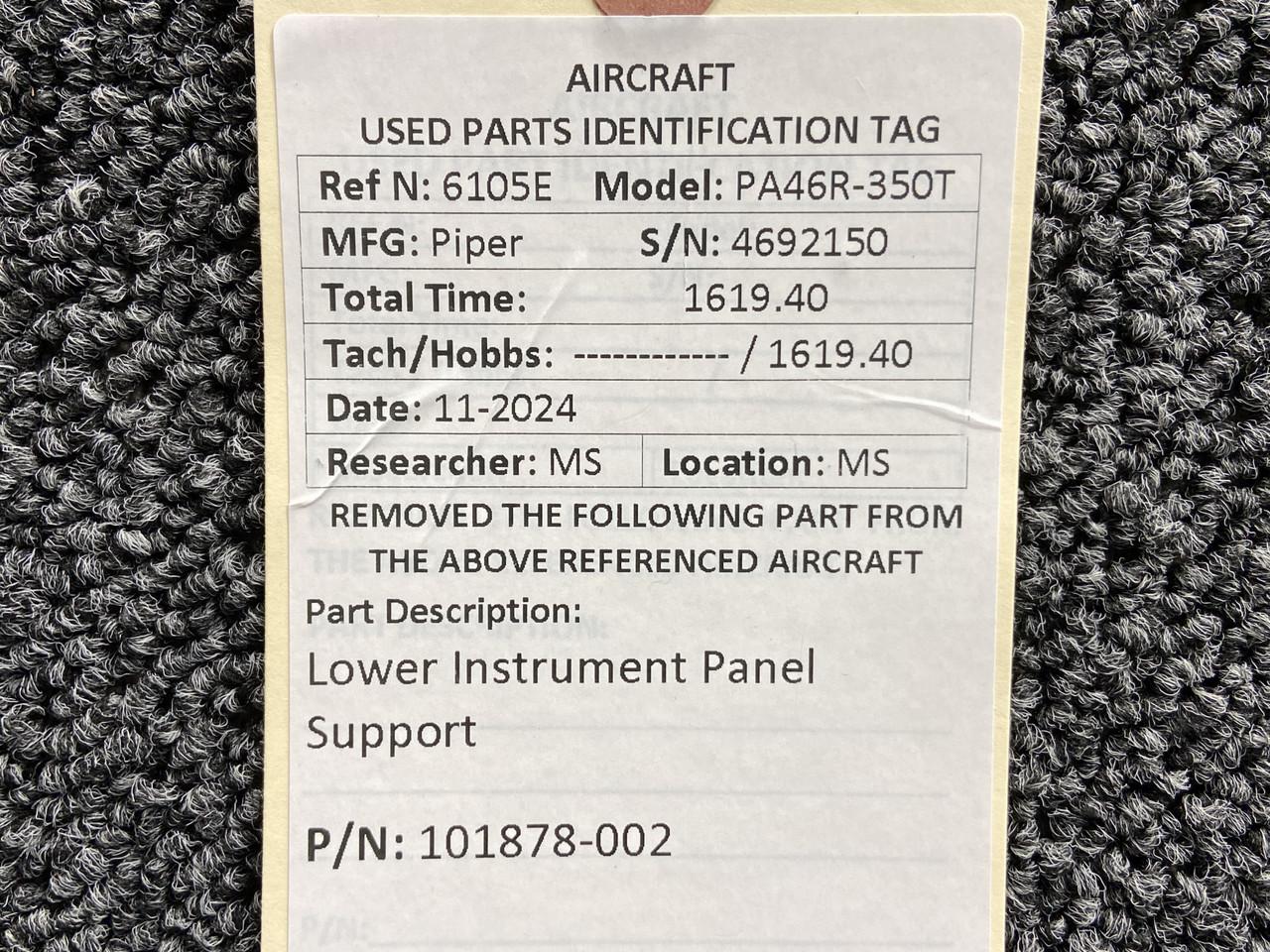 101878-002 Piper PA46R-350T Lower Instrument Panel Support For Sale