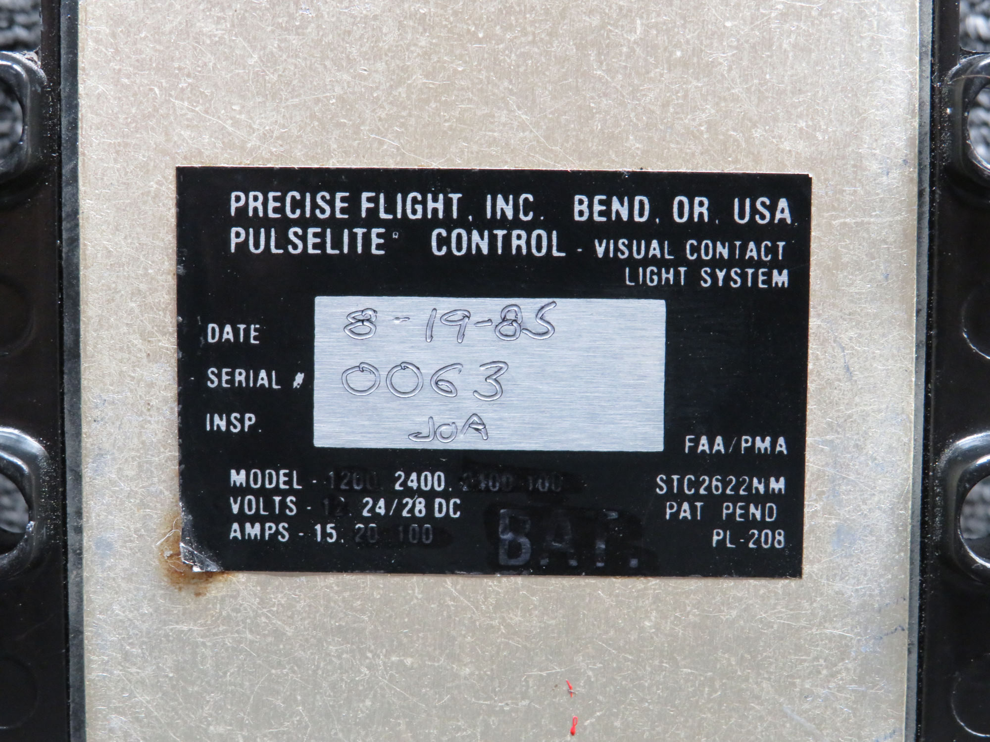 Precise Flight 2400 Pulselite Visual Contact Light System Control Unit ...