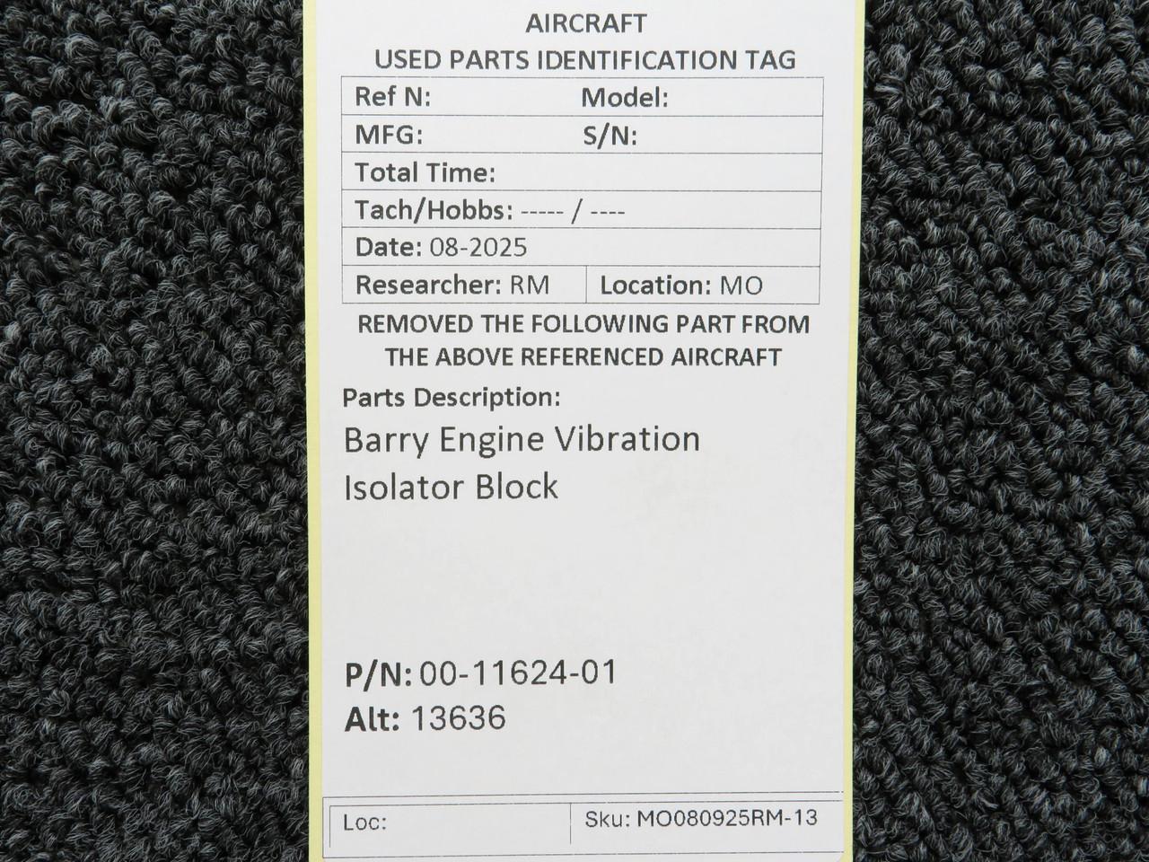 00-11624-01 (Alt: 13636) Barry Engine Vibration Isolator Block Unit