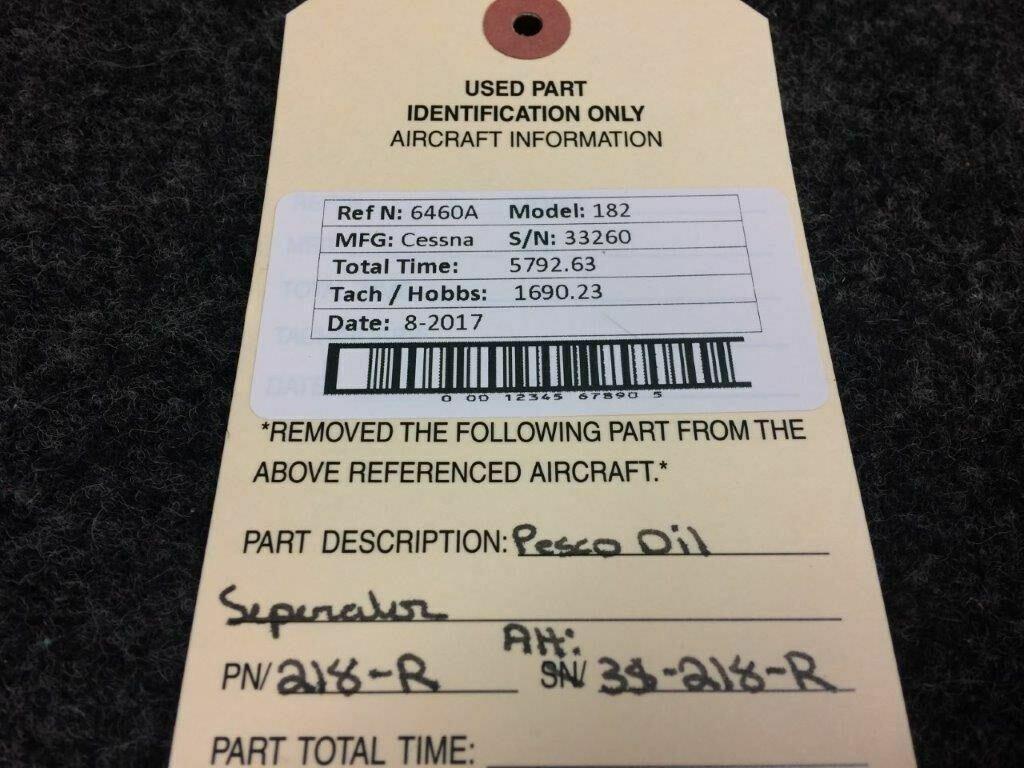 218-R (ALT: 3D-218-R) Cessna 182 Pesco Oil Separator