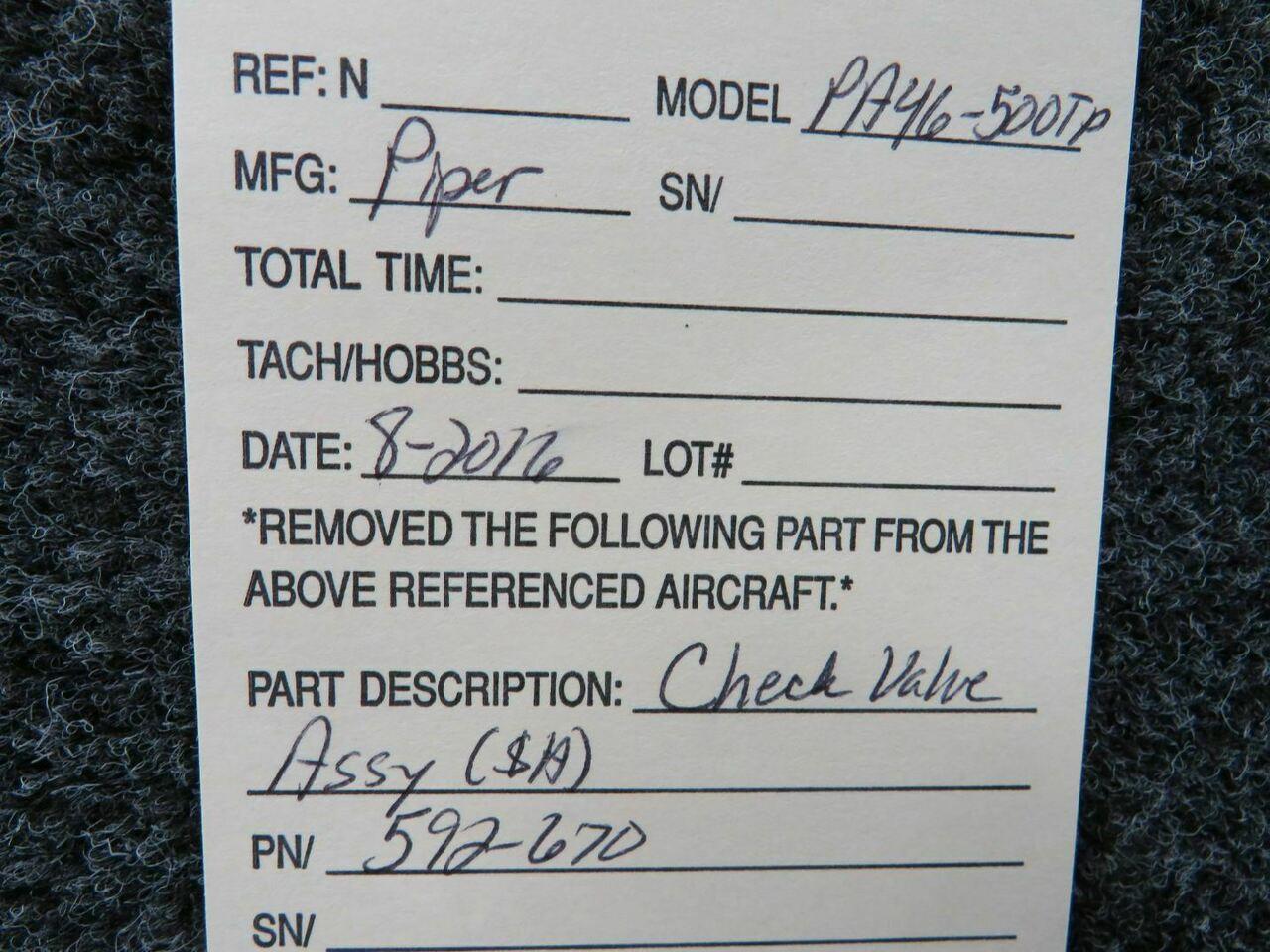 592-670 Piper PA46-500TP Check Valve (SA)
