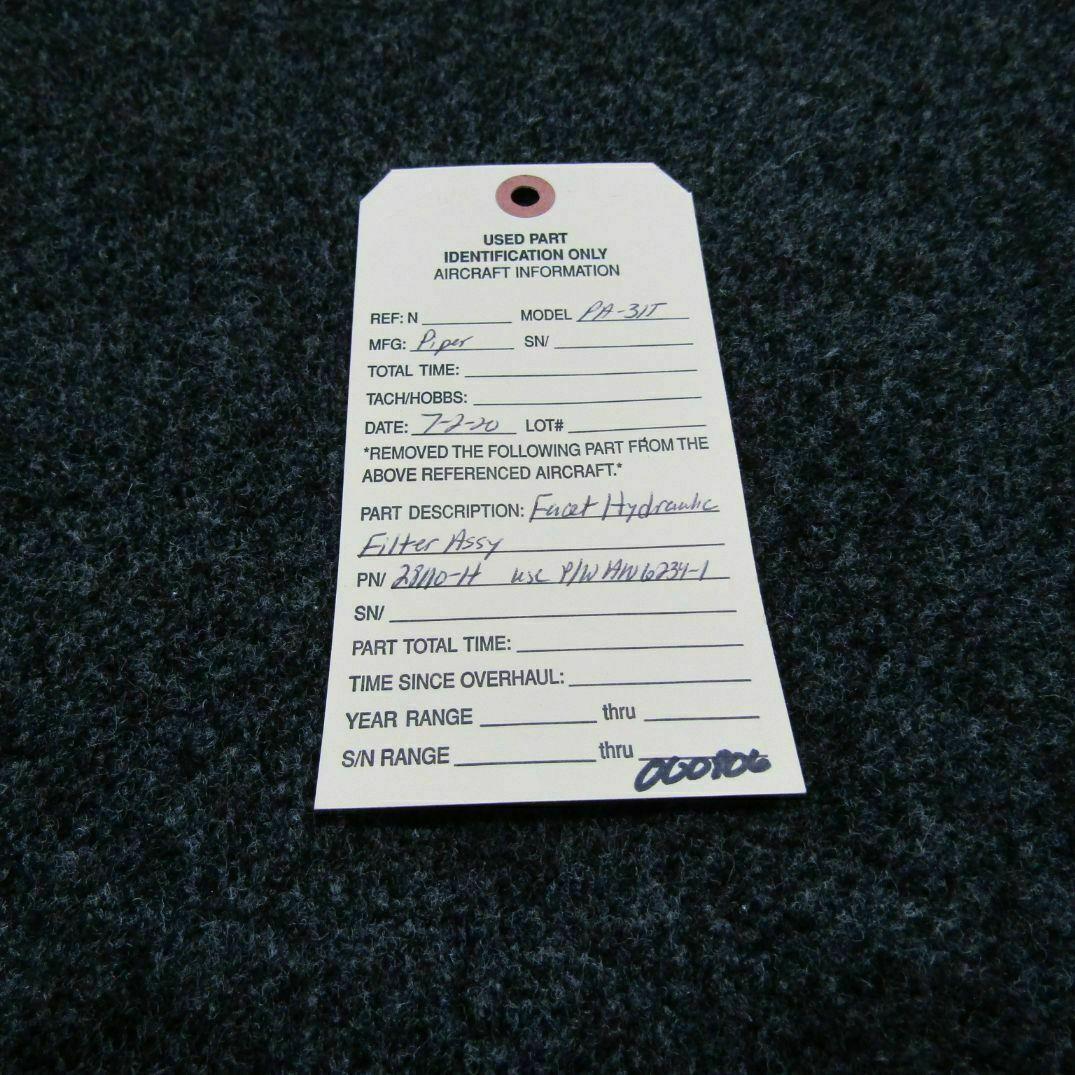 28110-H (USE: AN6234-1) Piper PA-31T Facet Hydraulic Filter Assembly (C20)