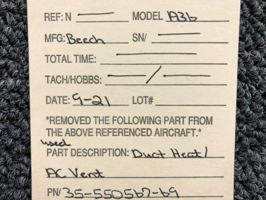 35-550567-69 Beechcraft A36 Duct Heat / AC Vent (SA)