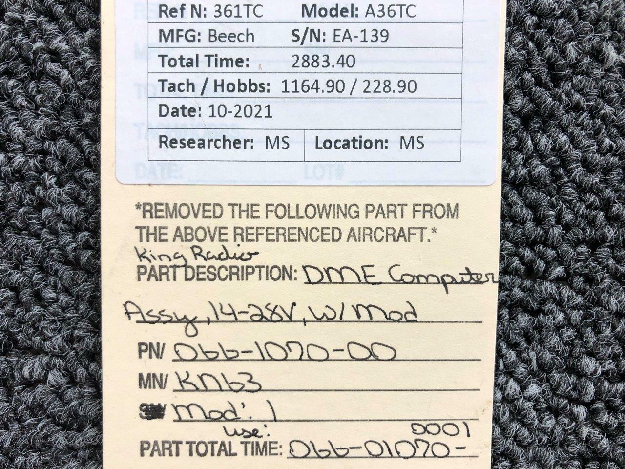066-1070-00 Beech A36TC King Radio KN63 DME Computer Assembly (14-28V)