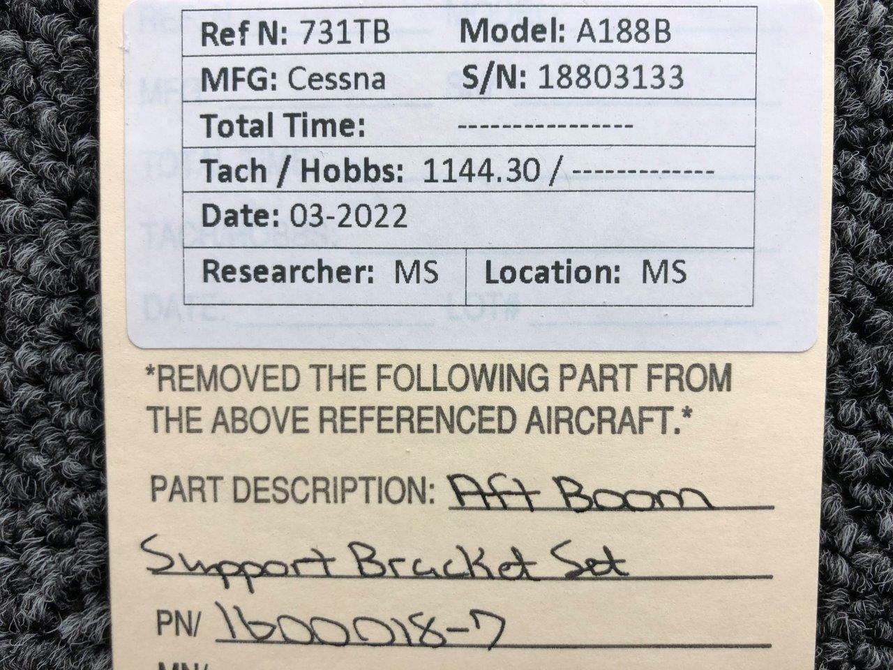 1600018-7 Cessna A188B Aft Boom Support Bracket Set