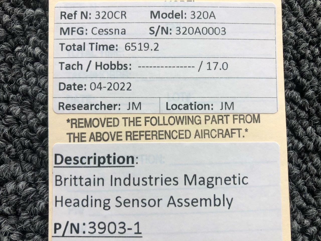 3903-1 Brittain Industries Magnetic Heading Sensor Assembly For Sale