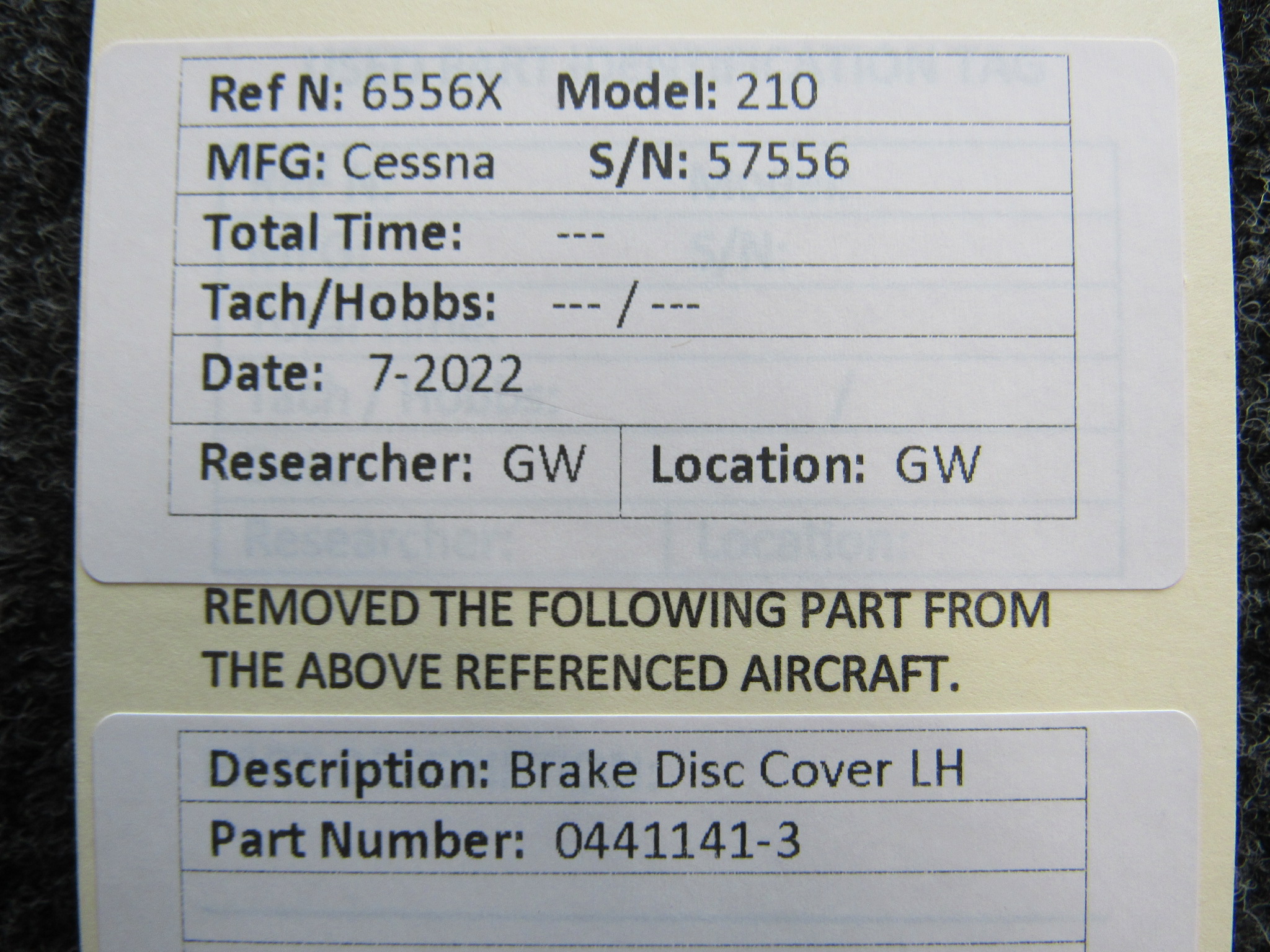 0441141-3 Cessna 210 Brake Disc Cover Left Hand For Sale