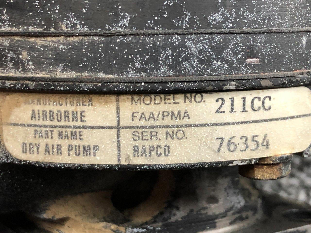 Continental GO-300 Airborne 211CC Dry Air Pump Assembly