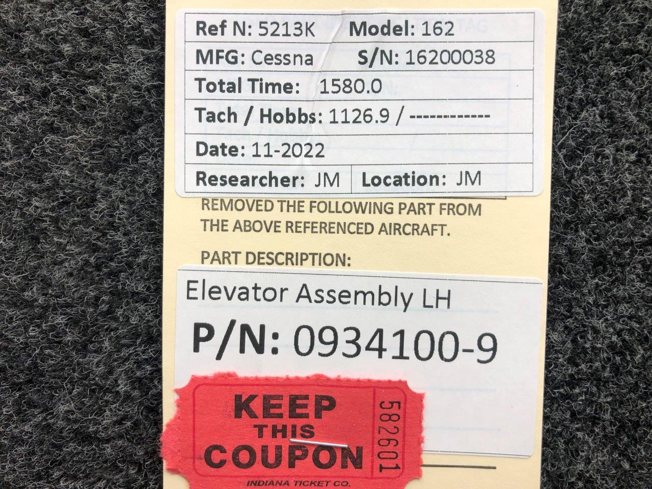0934100-9 Cessna 162 Elevator Assembly LH (b)