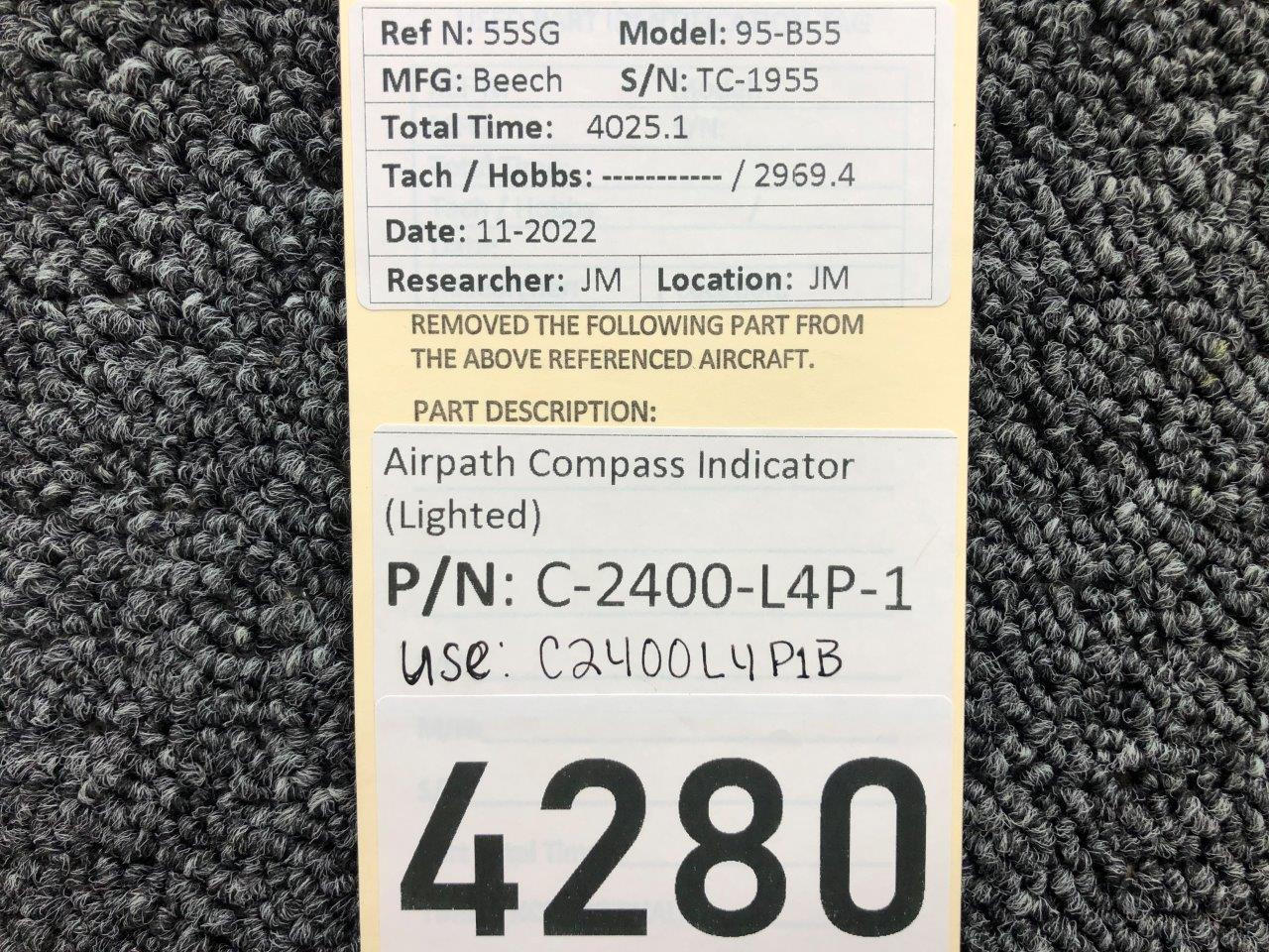 C-2400-L4P-1 (USE: C2400L4P1B) Airpath Compass Indicator (Lighted)