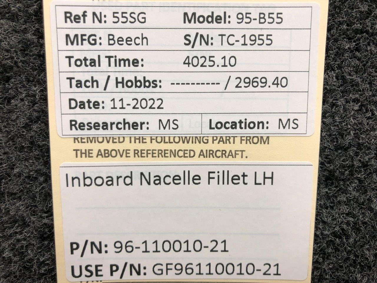 96-110010-21 (USE: GF96110010-21) Beechcraft 95-B55 Inboard Nacelle ...